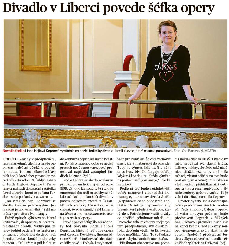 Napsali o nás - DIVADLO F. X. ŠALDY LIBEREC